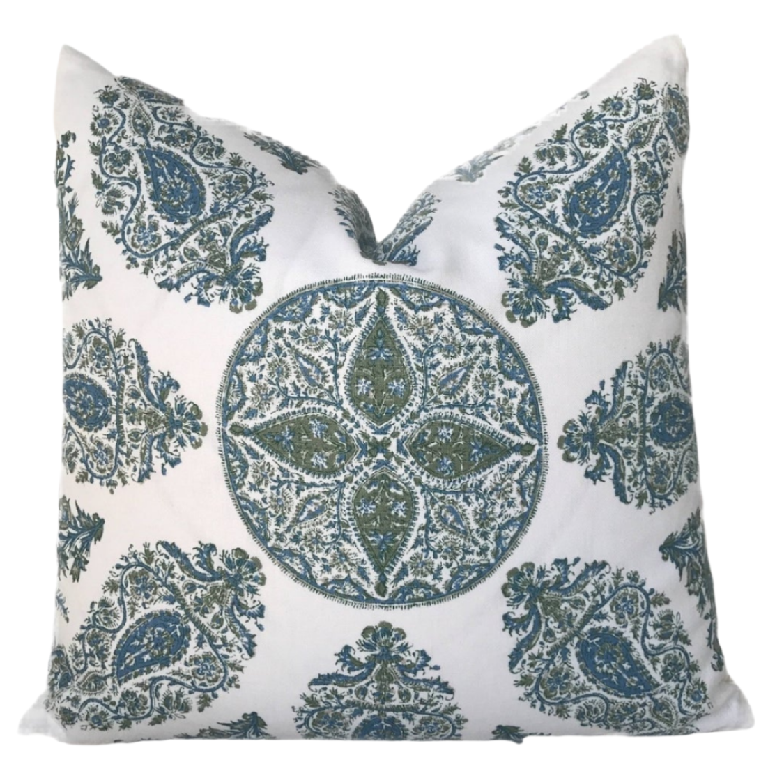 Peter Dunham Samarkand Pillow Cover in Blue Green on White – DEKOWE